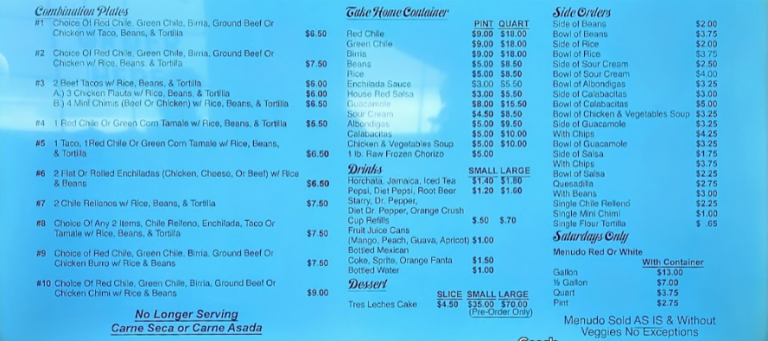 St. Mary's Mexican Food MENU (update May 2026)